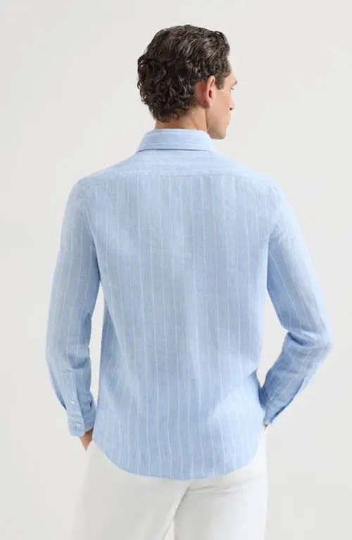 Brunello Cucinelli Chalk Stripe Shirt - Azure