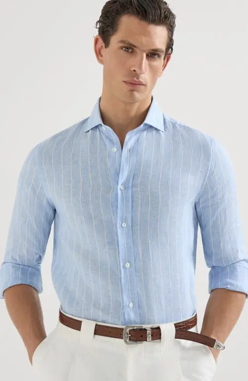 Brunello Cucinelli Chalk Stripe Shirt - Azure