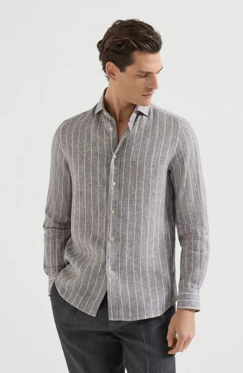 Brunello Cucinelli Chalk Stripe Shirt - Hazelnut