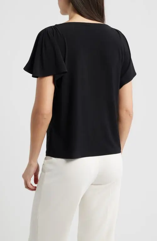 Anne Klein Cascade Flutter Sleeve Top - Anne Black