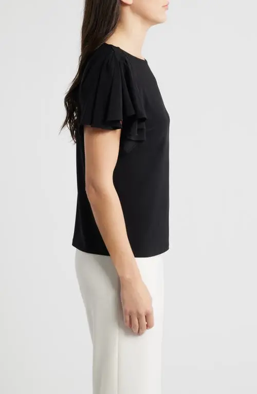 Anne Klein Cascade Flutter Sleeve Top - Anne Black