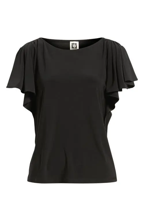 Anne Klein Cascade Flutter Sleeve Top - Anne Black