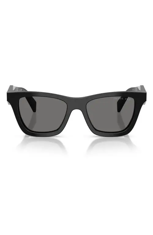 Prada 52mm Polarized Butterfly Sunglasses - Black/dark Grey Polar