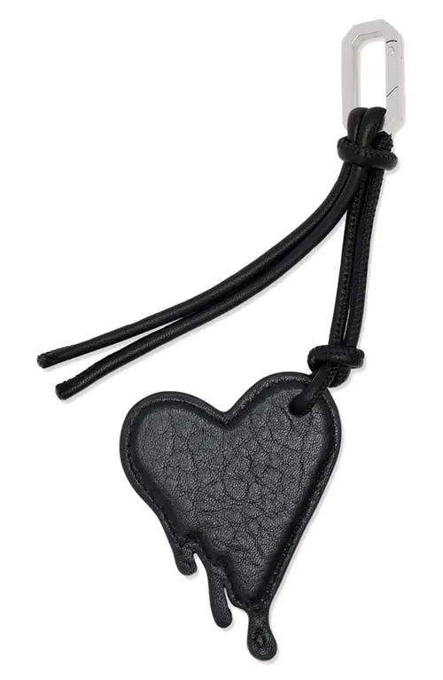 ALLSAINTS Drip Heart Leather Keyring - Black