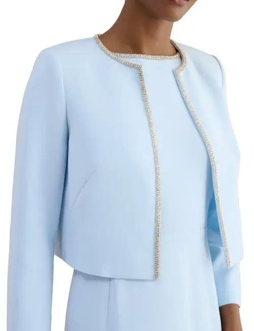 HOBBS LONDON Beatrix Embellished Jacket - Pale Blue