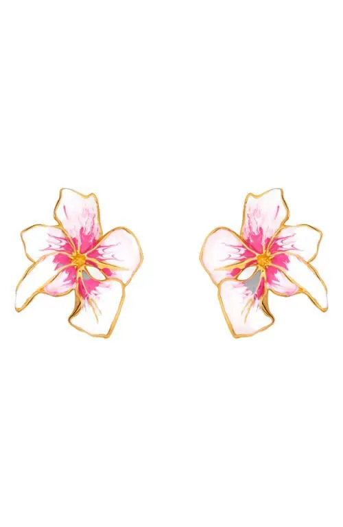 Oscar De La Renta Small Cyclamen Enamel Stud Earrings - Pink