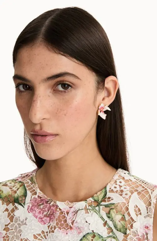 Oscar De La Renta Cyclamen Enamel Stud Earrings