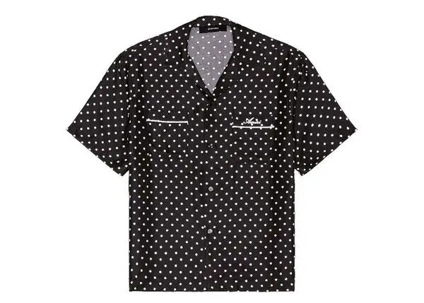 Amiri Pajama Silk Polka Dot Shirt - Black/natural
