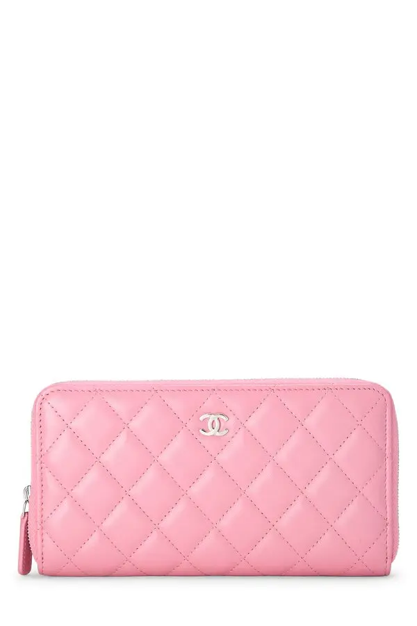 Chanel Lambskin Zip Around Wallet - Pink
