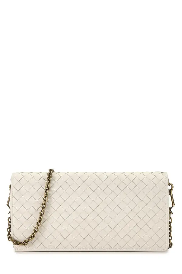 Bottega Veneta Intrecciato Wallet On Chain - White