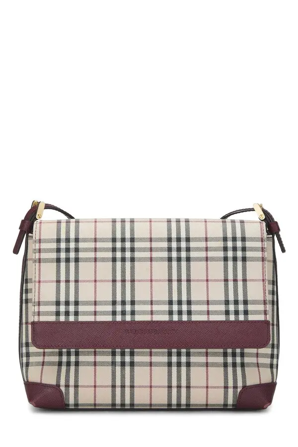 Burberry Check Jacquard Canvas Flap Crossbody - Beige