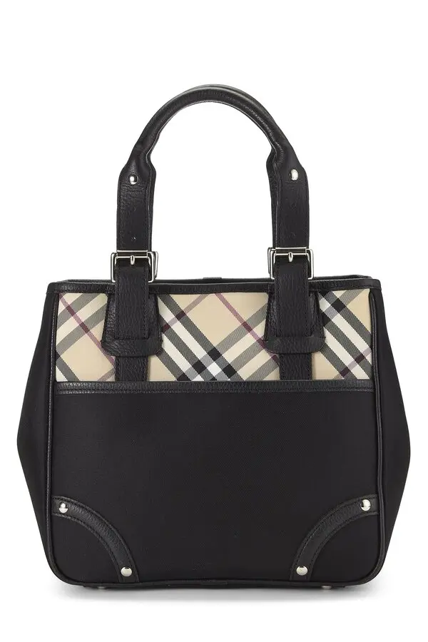 Burberry Nylon Check Handbag - Black