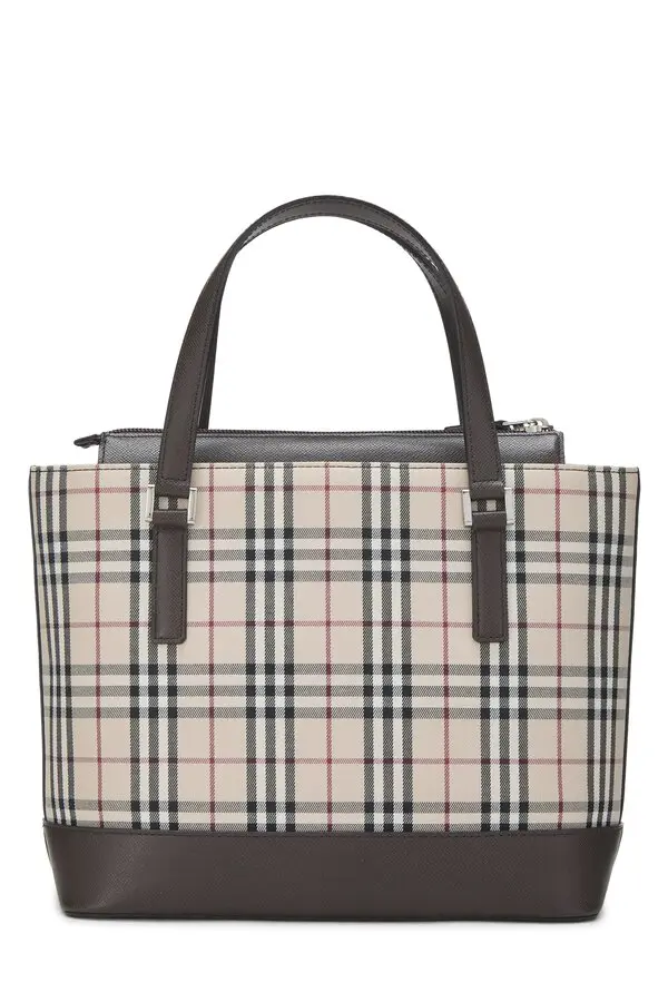 Burberry Check Jacquard Canvas Handbag