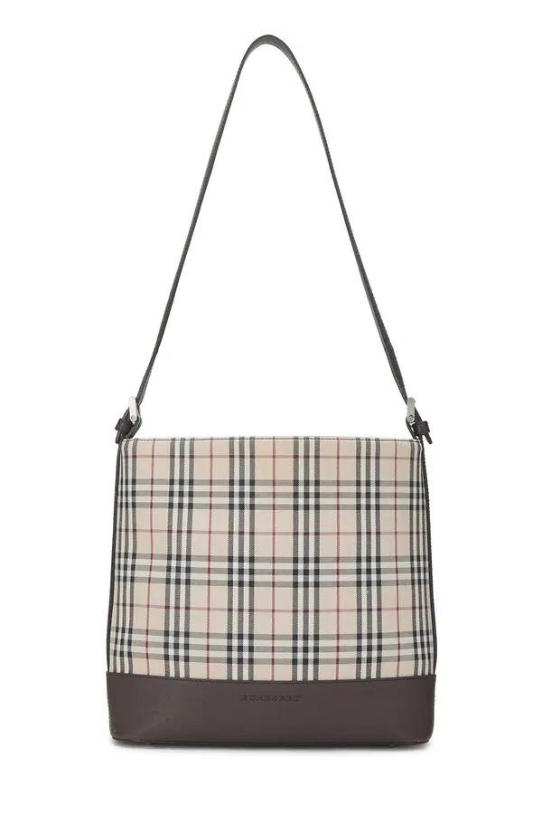 Burberry House Check Jacquard Bucket Shoulder Bag - Beige