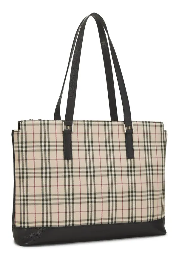 Burberry Check Jacquard Zip Tote