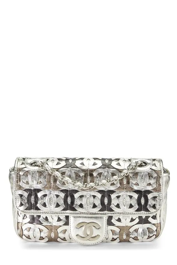 Chanel Calfskin 'cc' Mix Flap - Silver