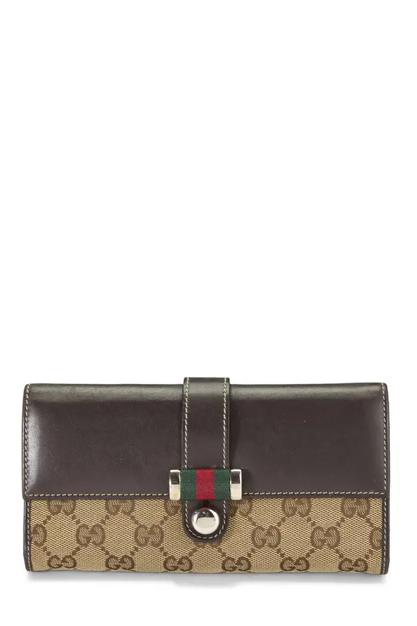 Gucci Original Gg Canvas Web Continental Wallet - Beige