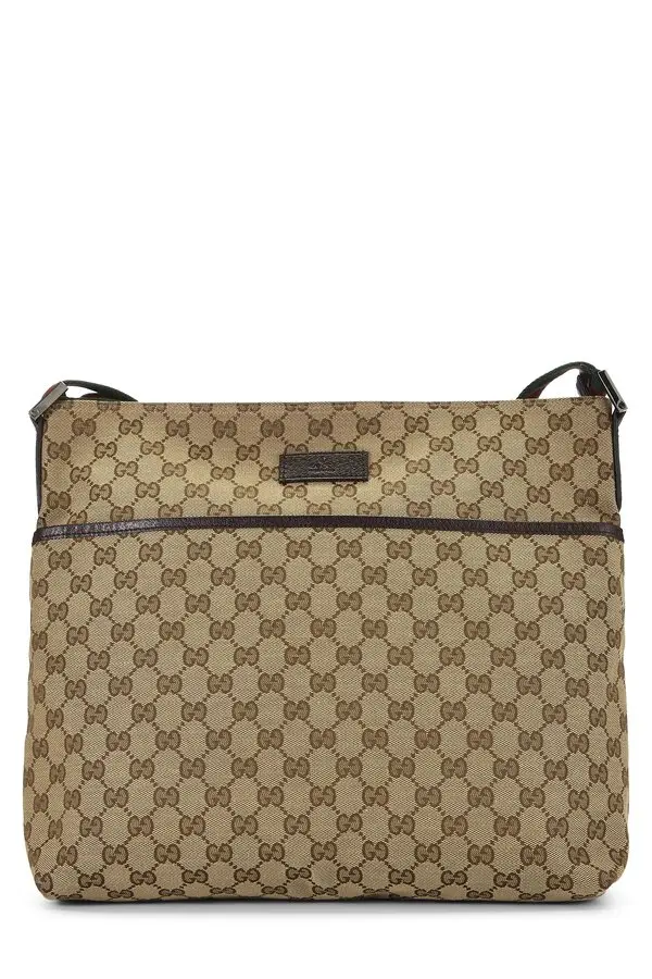 Gucci Original Gg Web Pocket Messenger - Brown