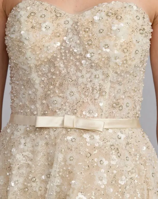 MAC DUGGAL COLLECTION Embellished Lace A-line Midi Dress