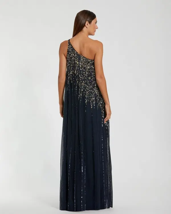 Mac Duggal One Shoulder Embellished Trapeze Gown