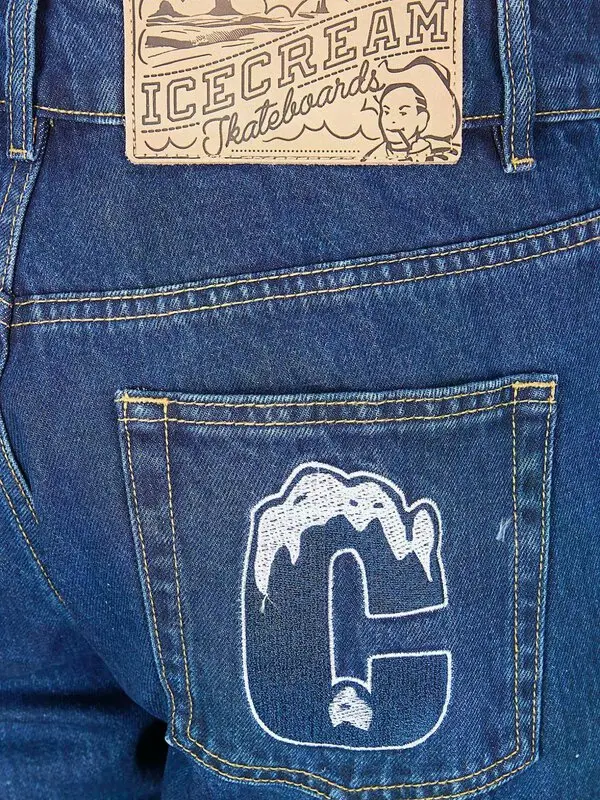 ICECREAM Crystal Running Dog Denim Trousers - Blue