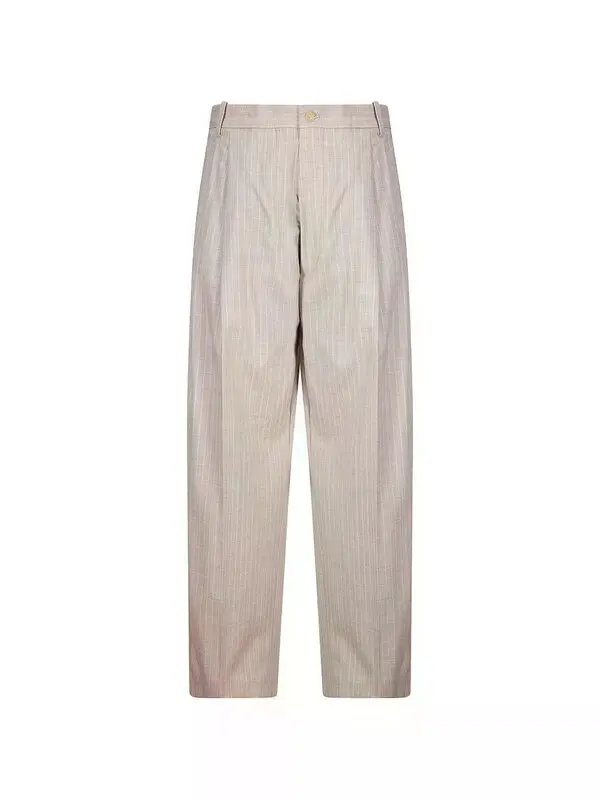 HED MAYNER Pinstripe-pattern Pleated Trousers - Neutrals
