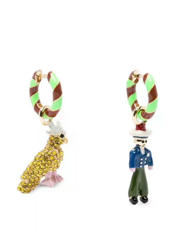 Essentiel Antwerp Jhally Stripped Charm Earrings - Green