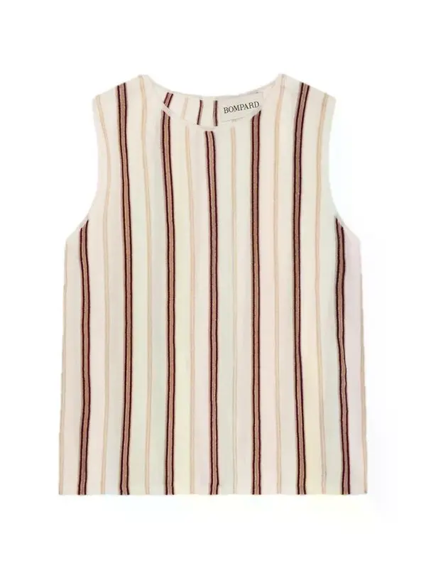 Eric Bompard Striped Collarless Knitted Top - Neutrals