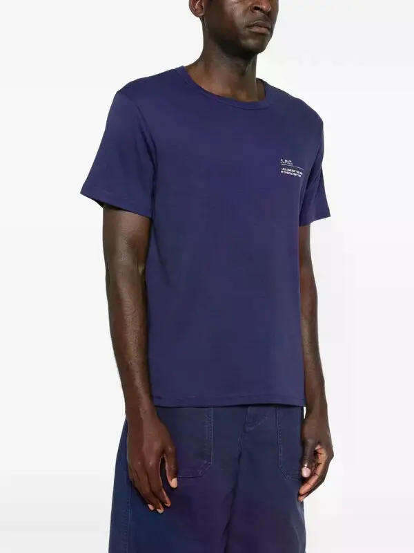 A.p.c. Crew-neck Logo-print T-shirt - Blue