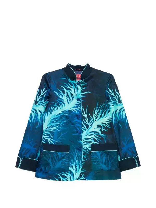 F.R.S FOR RESTLESS SLEEPERS Buttoned Printed Jacket - Blue