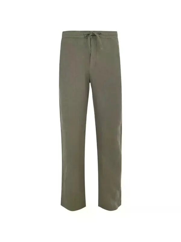 120% Lino Drawstring Trousers - Green