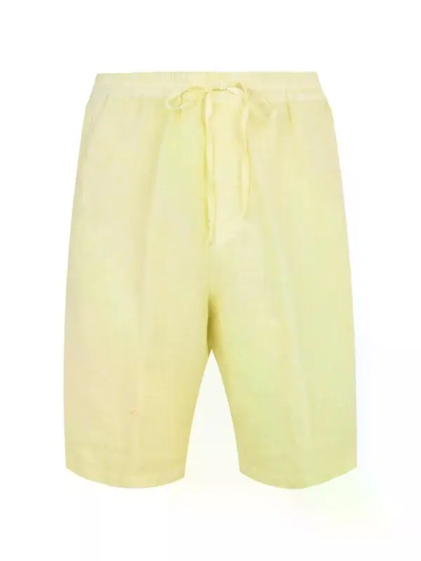 120% Lino Drawstring Bermuda Shorts - Yellow