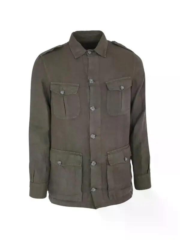 120% Lino Buttoned Pocket Jacket - Green
