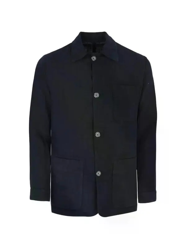 120% Lino Buttoned Pocket Jacket - Blue