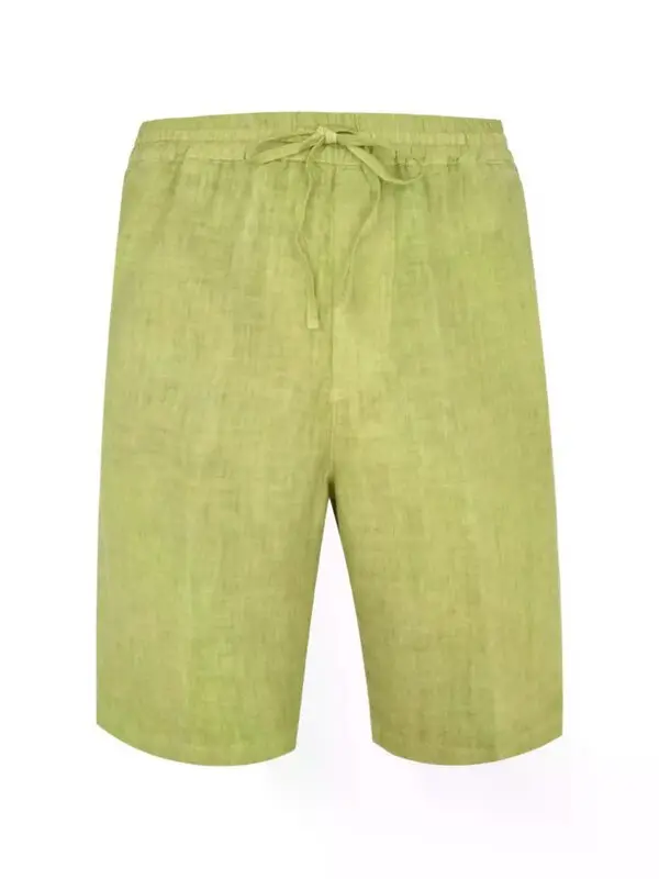120% Lino Drawstring Bermuda Shorts - Green