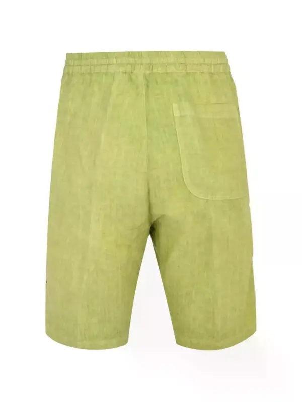 120% Lino Drawstring Bermuda Shorts - Green