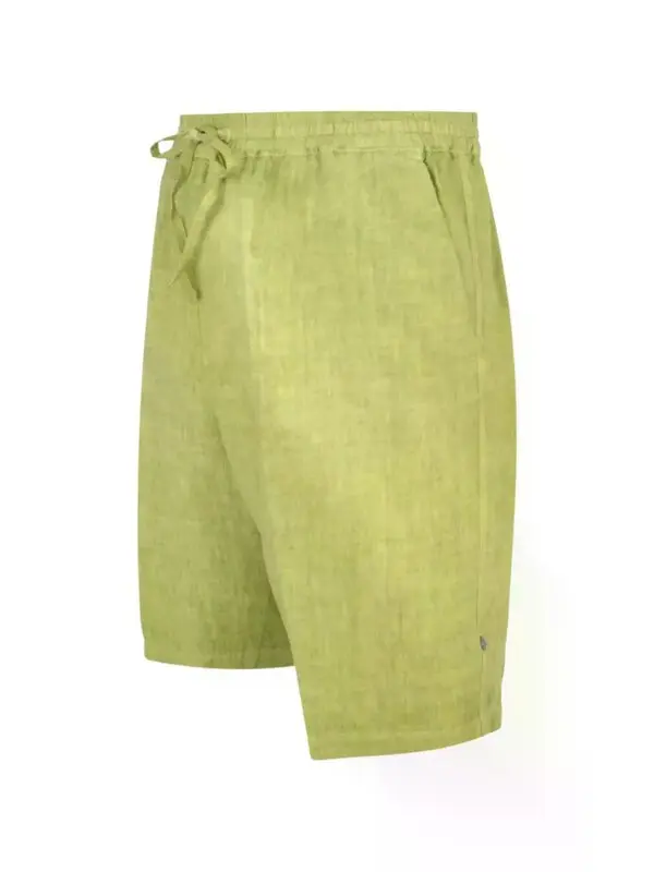 120% Lino Drawstring Bermuda Shorts - Green