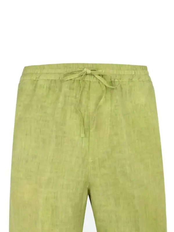 120% Lino Drawstring Bermuda Shorts - Green