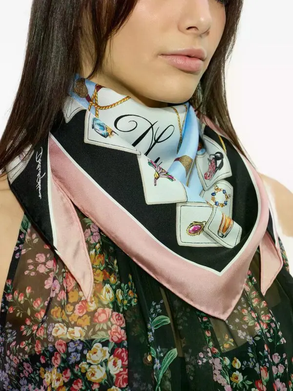 Dolce & Gabbana Printed Silk Scarf - Blue