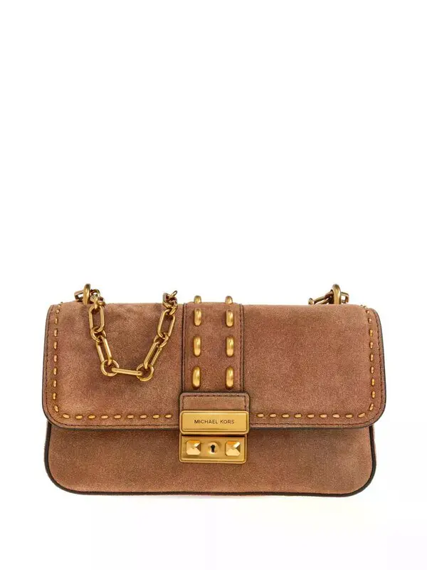 Michael Kors Tribeca Studded Chain Leather Shoulder Bag - Neutrals