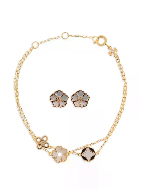 Tory Burch Forget Me Not Earrings And Bracelet Set - Gold