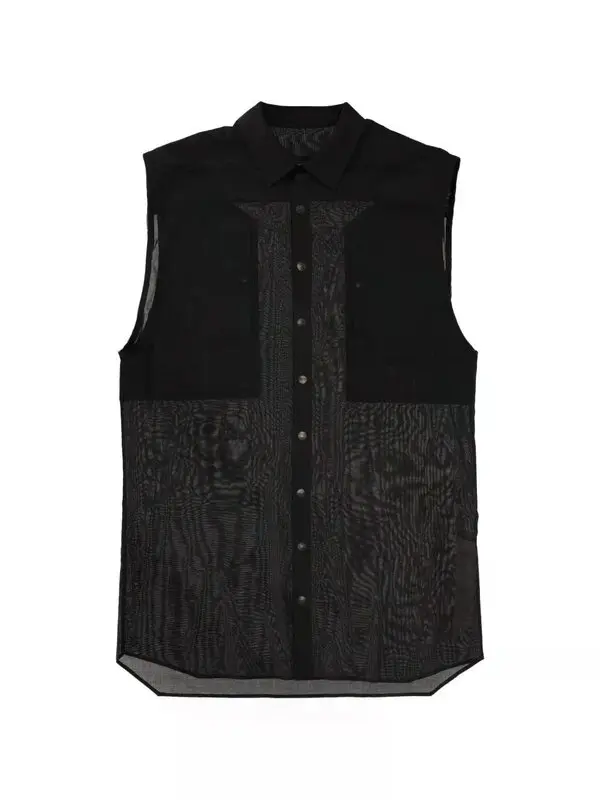 Rick Owens Sleeveless Mesh-panel Shirt - Black