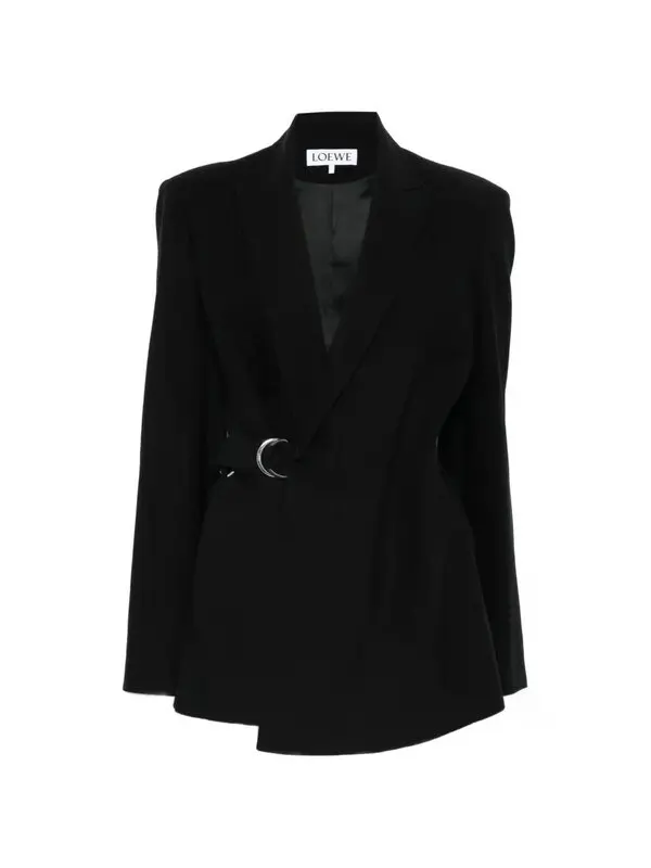 Loewe Buckled Wool Blazer - Black