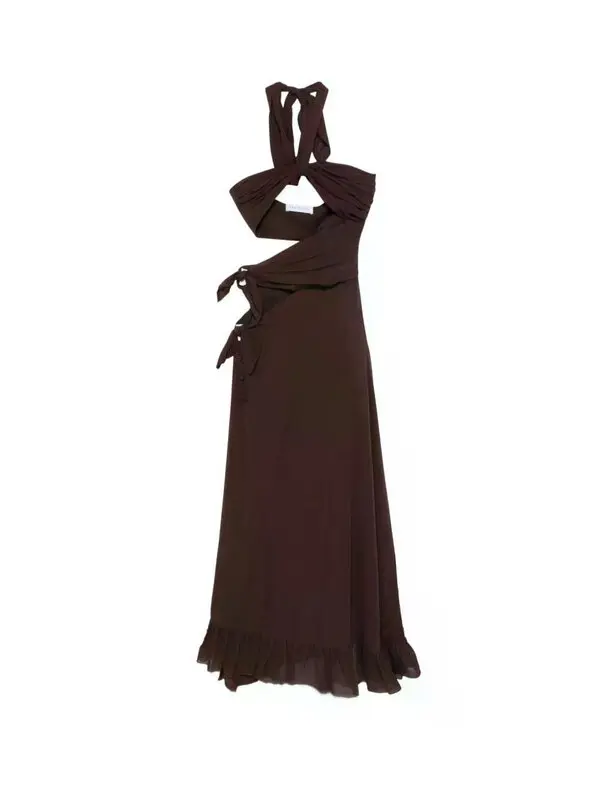 Raquel Diniz Teresa Cut-out Ruffled Maxi Dress - Brown