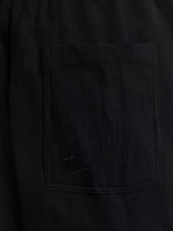 LANEUS Patch Pocket Fleece Shorts - Black