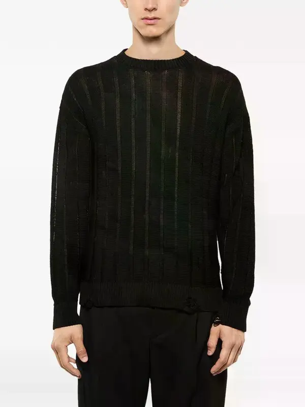 LANEUS Striped Ripped Jumper