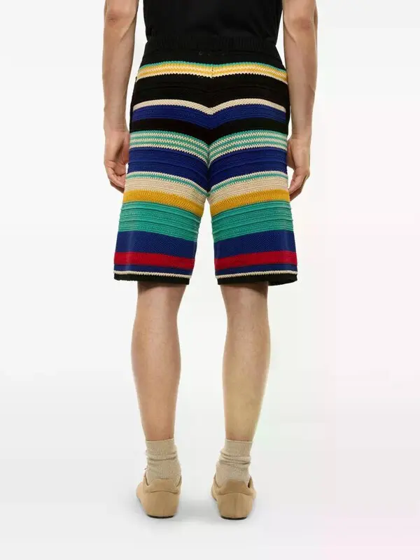 LANEUS Striped Knitted Shorts - Black
