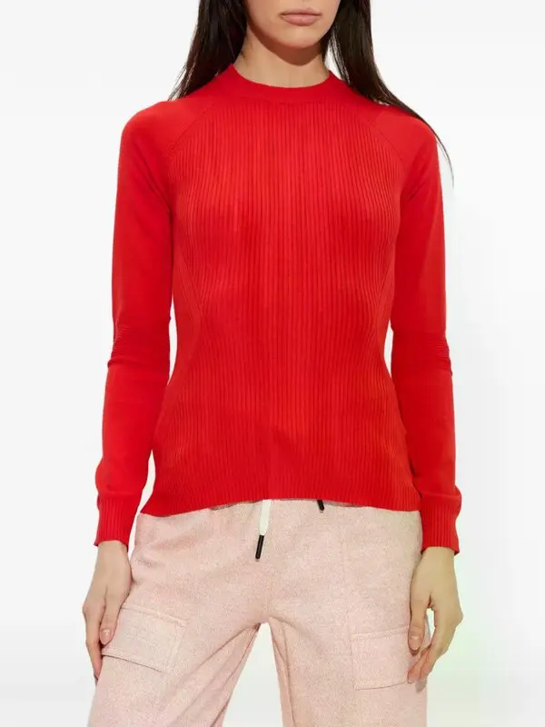 Moncler Logo Ribbed Top - Red