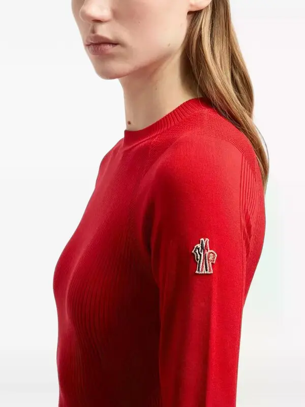 Moncler Logo Ribbed Top - Red