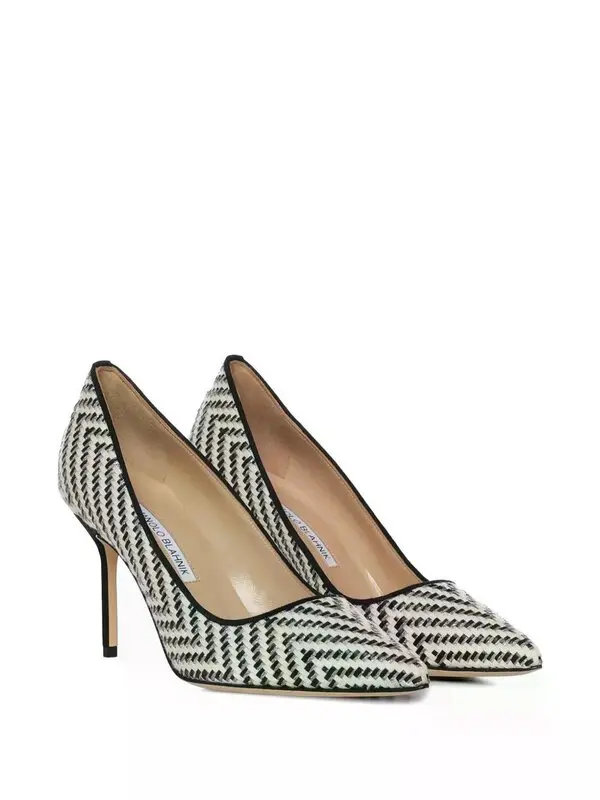 Manolo Blahnik Raffia-effect Point-toe Pumps